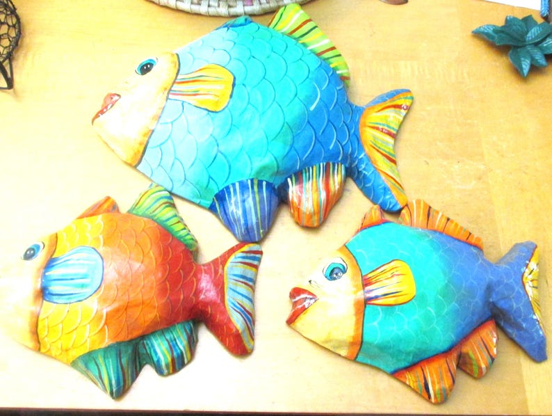 Vintage Paper Mâché Fish Wall Decor: Charming Nautical Wall Hangings - Etsy