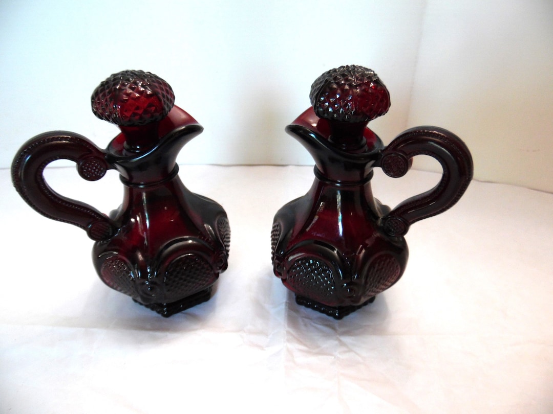 Vintage Cape Cod Ruby Red Glass Cruets Set of 2 - Etsy
