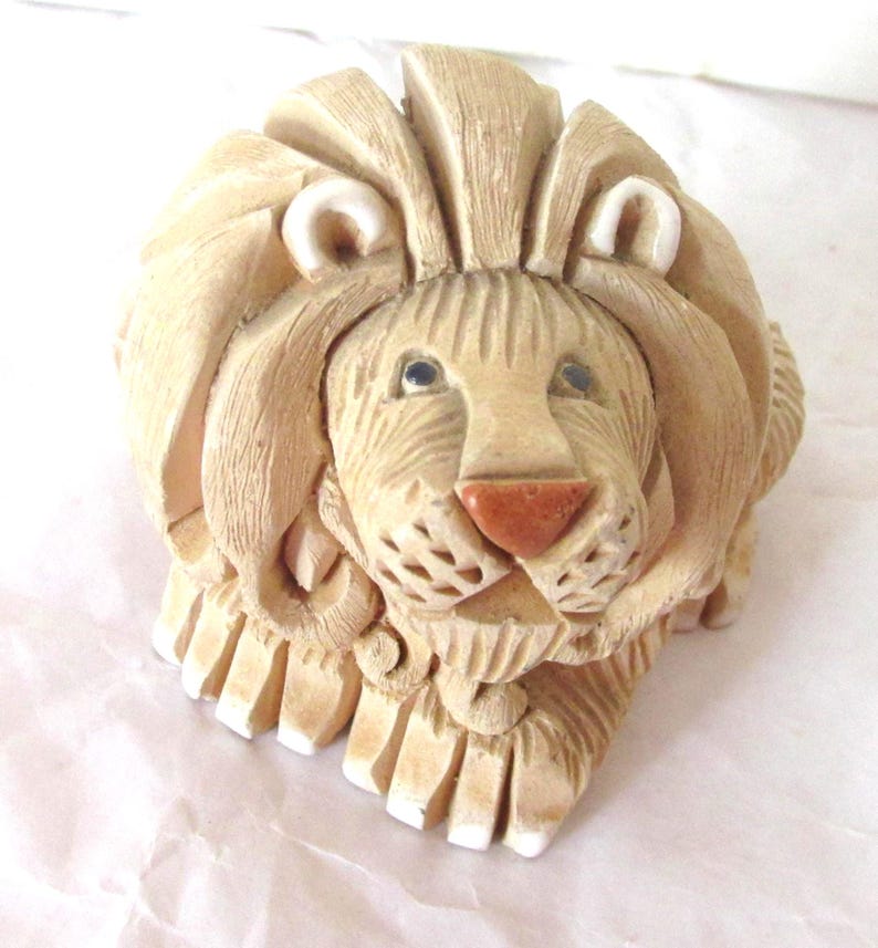 Vintage Artesania Rinconada, Art Pottery, Hand Carved LION Figurine ...
