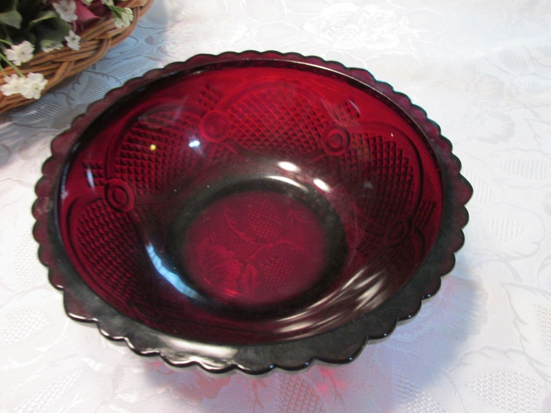Cape Cod Ruby Red Glass Serving Bowl, Vintage Centennial Edition - Etsy