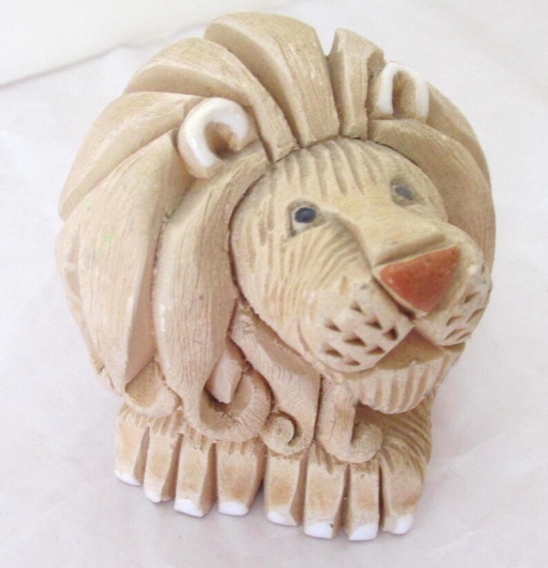 Vintage Artesania Rinconada, Art Pottery, Hand Carved LION Figurine ...