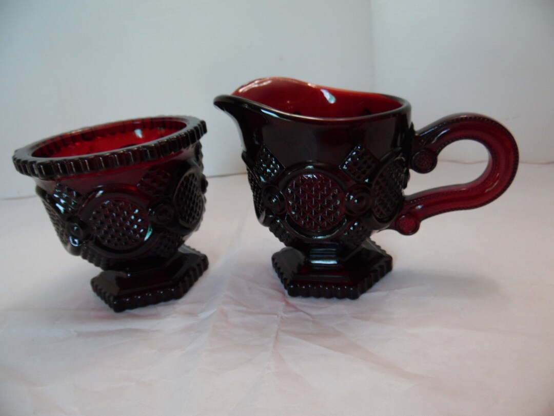 Cape Cod Avon Ruby Red Creamer & Open Sugar Bowl, Vintage - Etsy