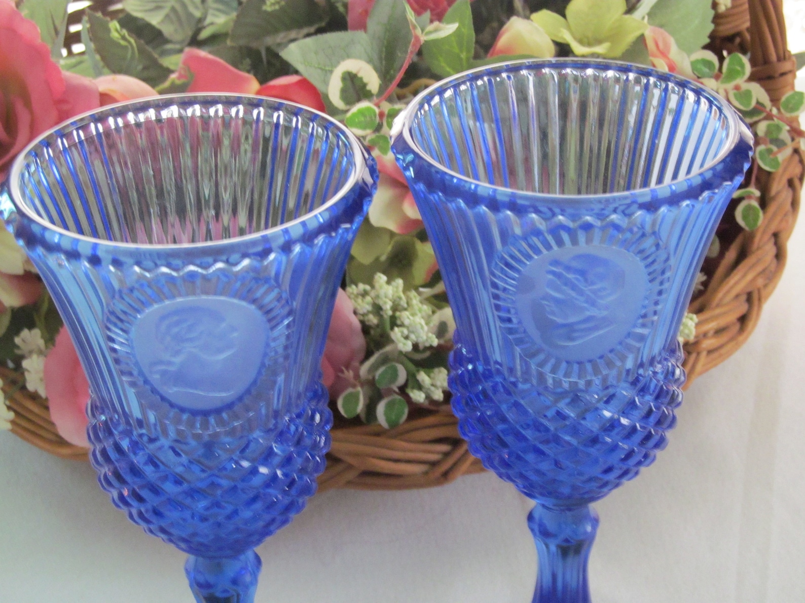 Cobalt Blue Fostoria for Avon Goblets Martha & George | Etsy