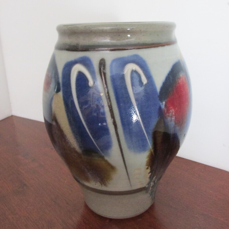Multi Color Art Pottery Vase Signed 7.5" Tall - Etsy
