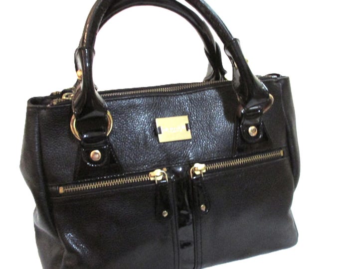 Modalu London Black Double Handle Handbag, Purse, Pebbled Leather ...