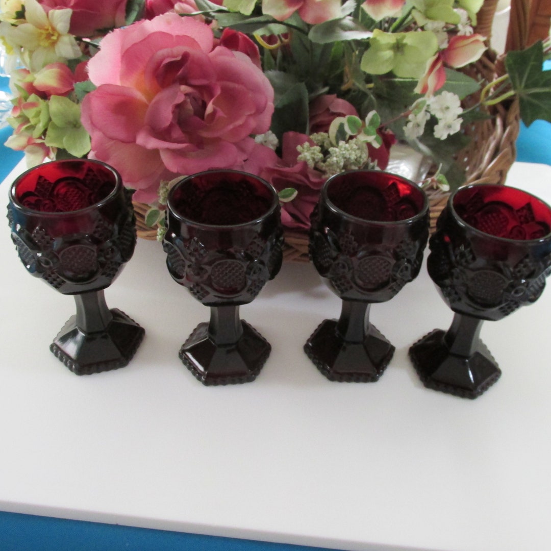 Cape Cod Ruby Red Wine Glasses Set of 4, Avon 1876 Collection - Etsy