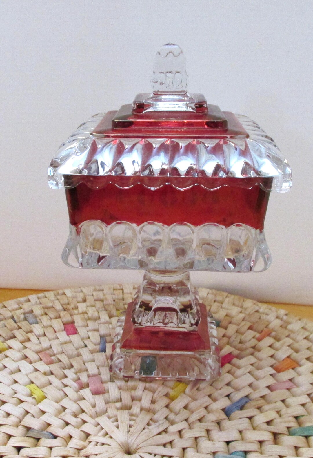 Westmoreland Ruby Flash Glass Wedding Compote Candy Dish W/ Lid - Etsy