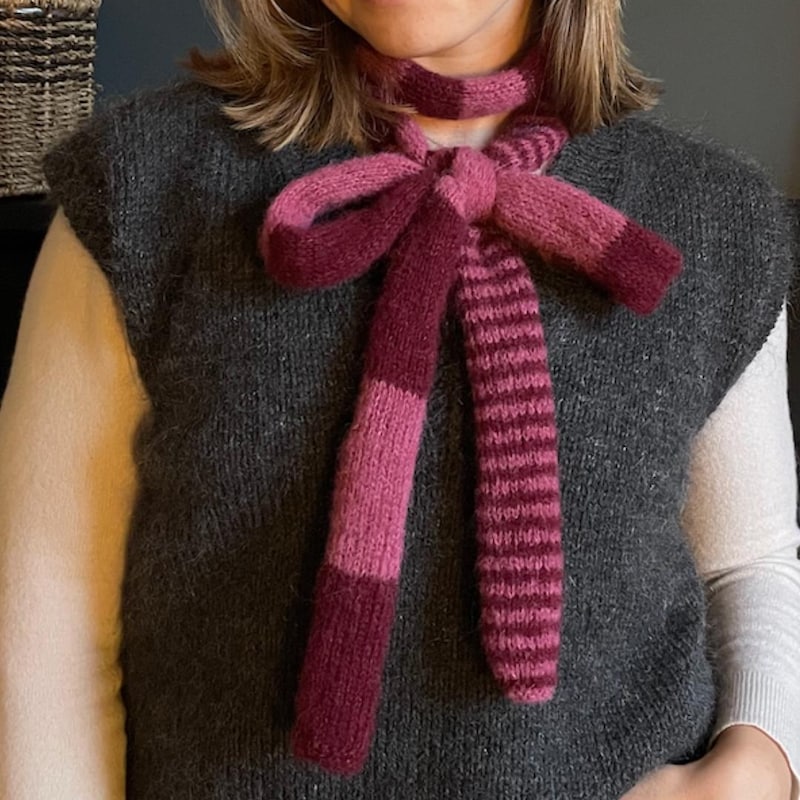 Skinny Stripe Knit Scarf - Etsy
