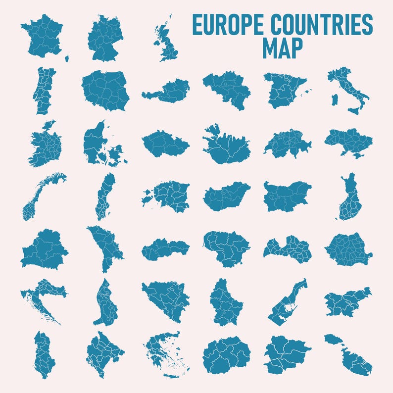 Printable Europe Maps Bundle | 39 Countries + 5 Regions | Geography ...