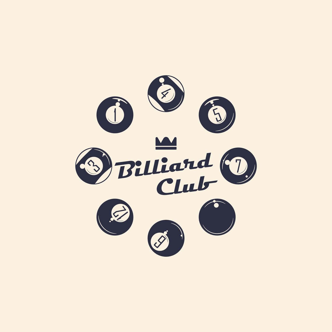 Billiards Logo Set | Vintage Pool & Snooker Club Emblems | Instant ...