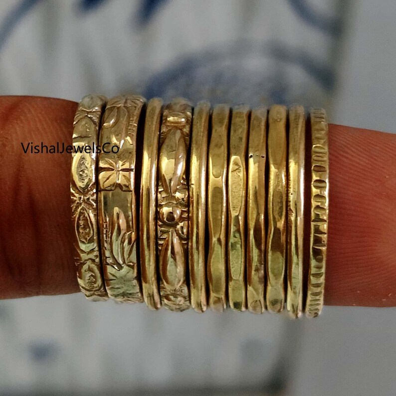 Gold Plated Stackable Midi Rings Set: Vintage Style Handmade Jewelry - Etsy