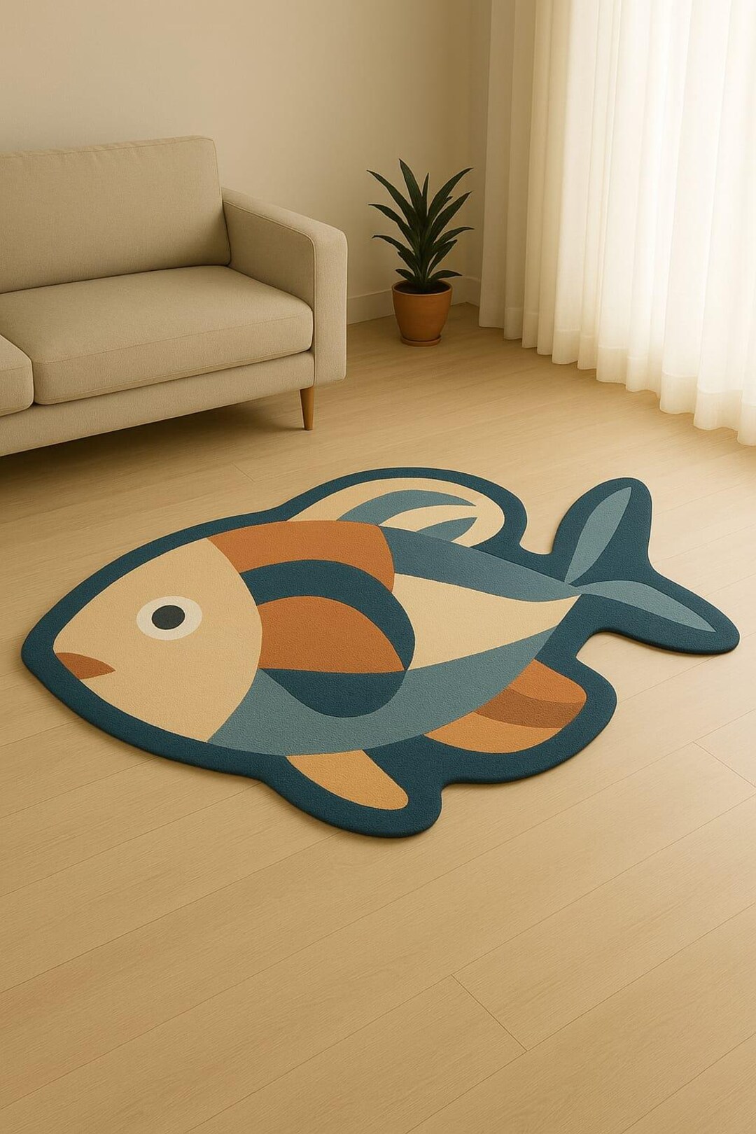 Handmade Tufted Fish Rug, Cartoon Nursery Carpet, Kids Playroom Decor ...
