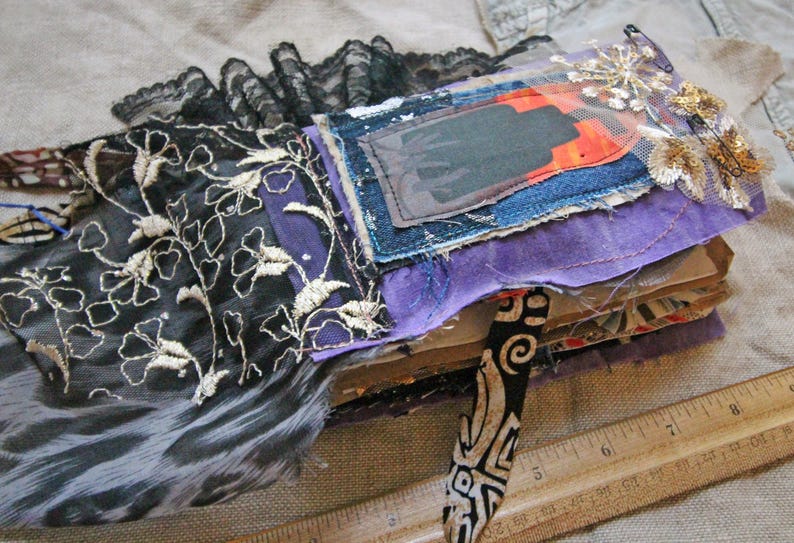 Gothic Tomb Junk Journal Grim Cemetery Fabric & Paper Notebook ...