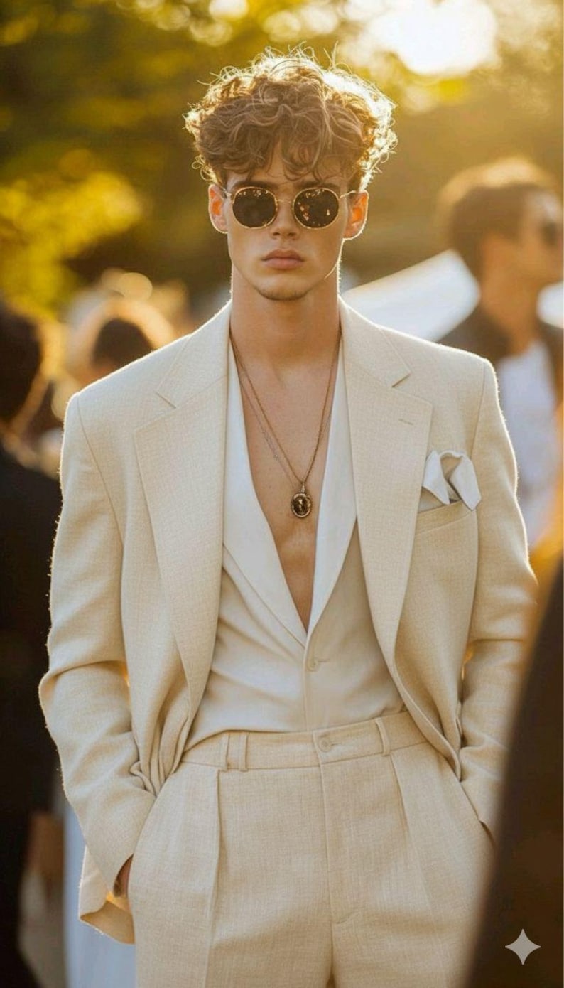 Men Suit Beige 2PC for Wedding, Prom , Grooms Suits Gift for Him - Etsy