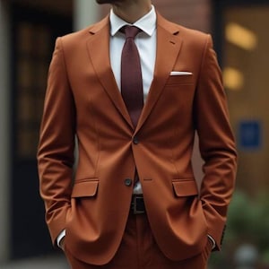 Men Rust Suit 2pc : Slim Fit Wedding Groom Prom - Etsy