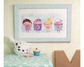 Items similar to 3-6 letters, Custom Name Cupcake Print on Etsy