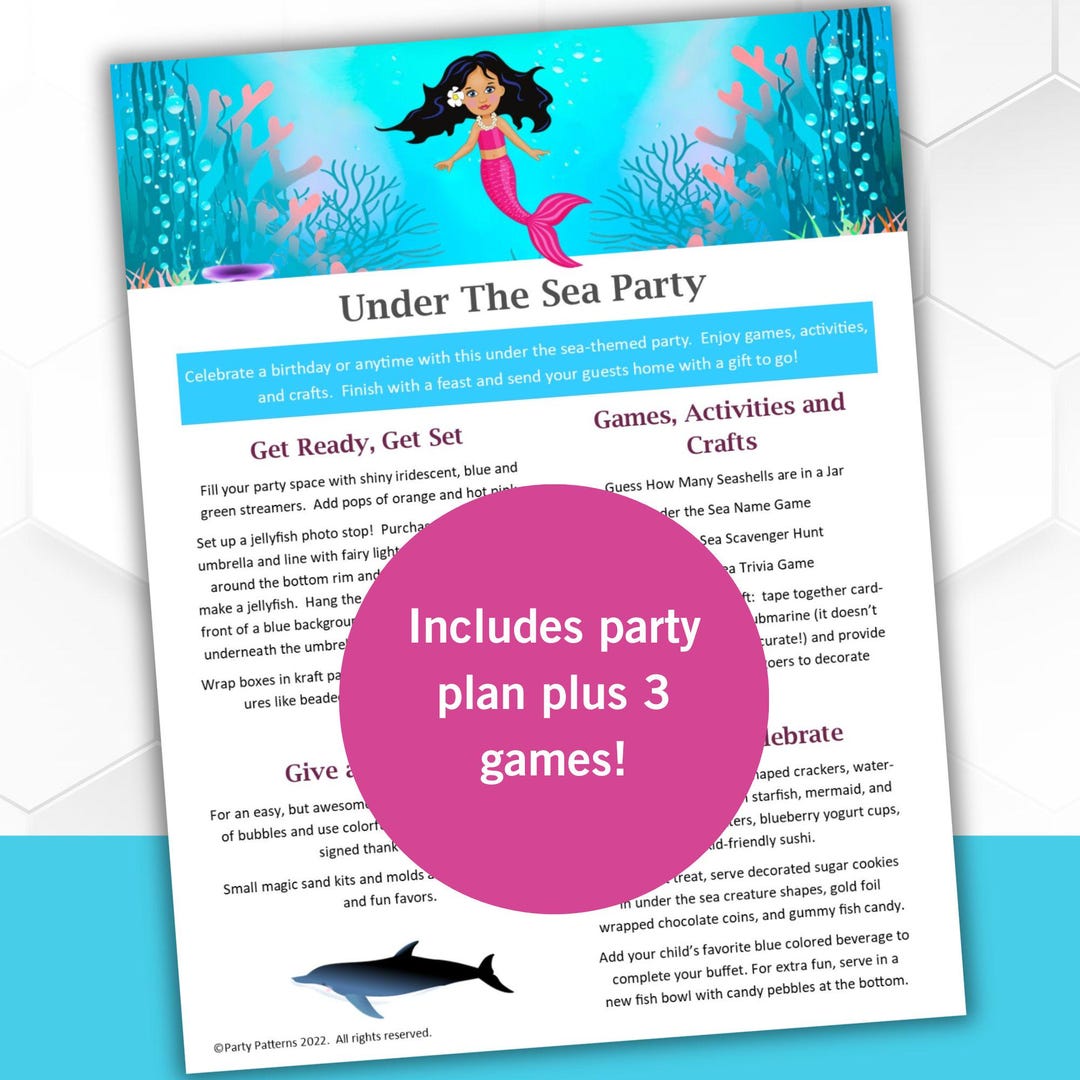 Under the Sea Theme Party Pack - Mermaid Party Trivia Game, Name Game ...