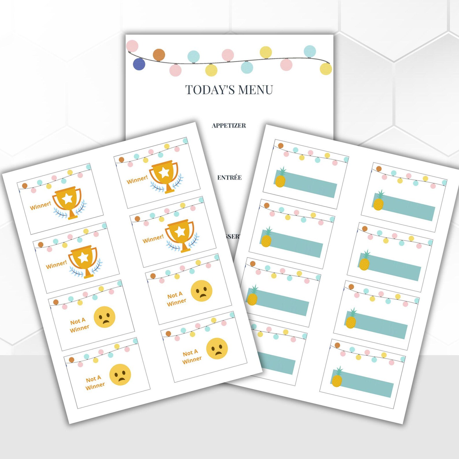 Family Dinner Activities Conversation Starters Place Cards Menu ...