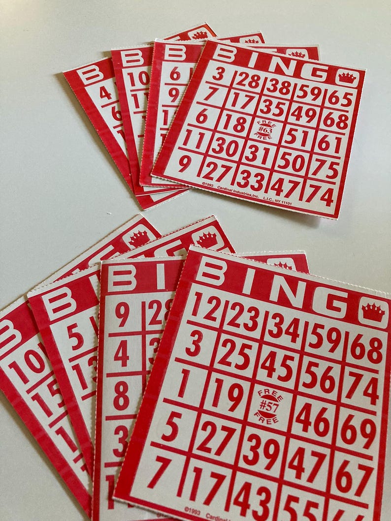 Vintage Red Bingo Cards - Set of 8 - Junk Journal Supplies - Etsy