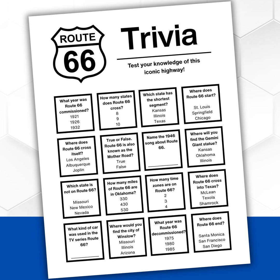 Route 66 Trivia Game - Etsy
