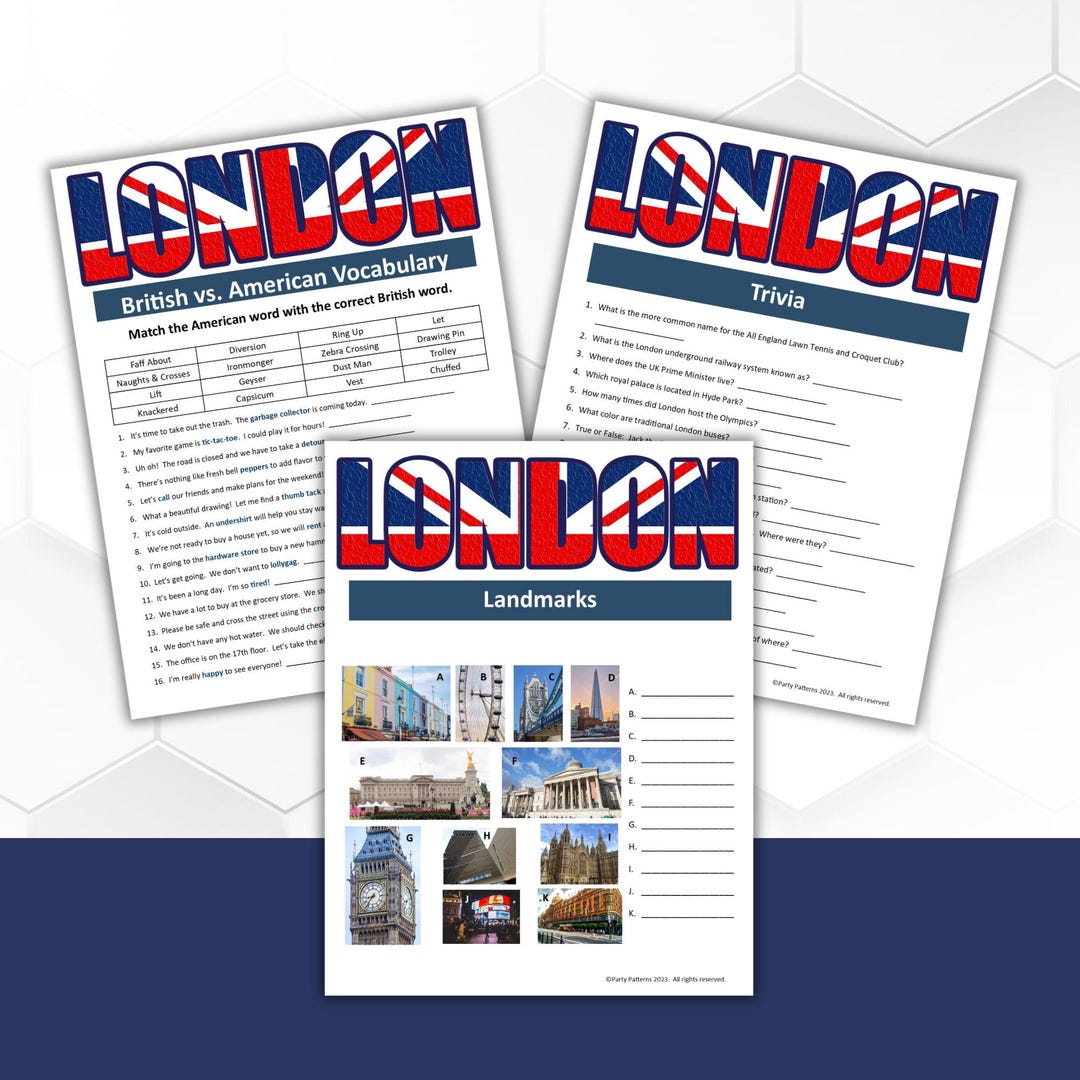London Game Pack | Trivia Game, Landmark Quiz, American Versus British ...