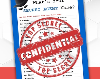 Juego de nombre de agente secreto Juego de fiesta de espías para niños ...
