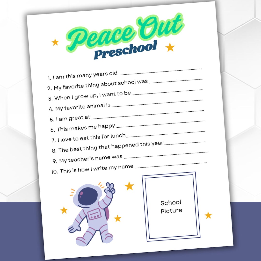 Preschool End of Year Interview | Peace Out | Astronaut - Etsy