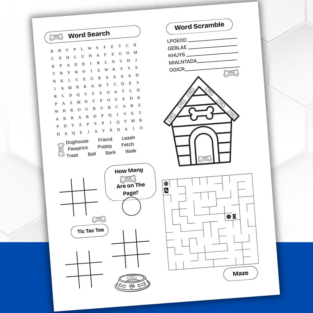 Kids Dogs and Puppies Theme Activity and Coloring Sheet Digital ...