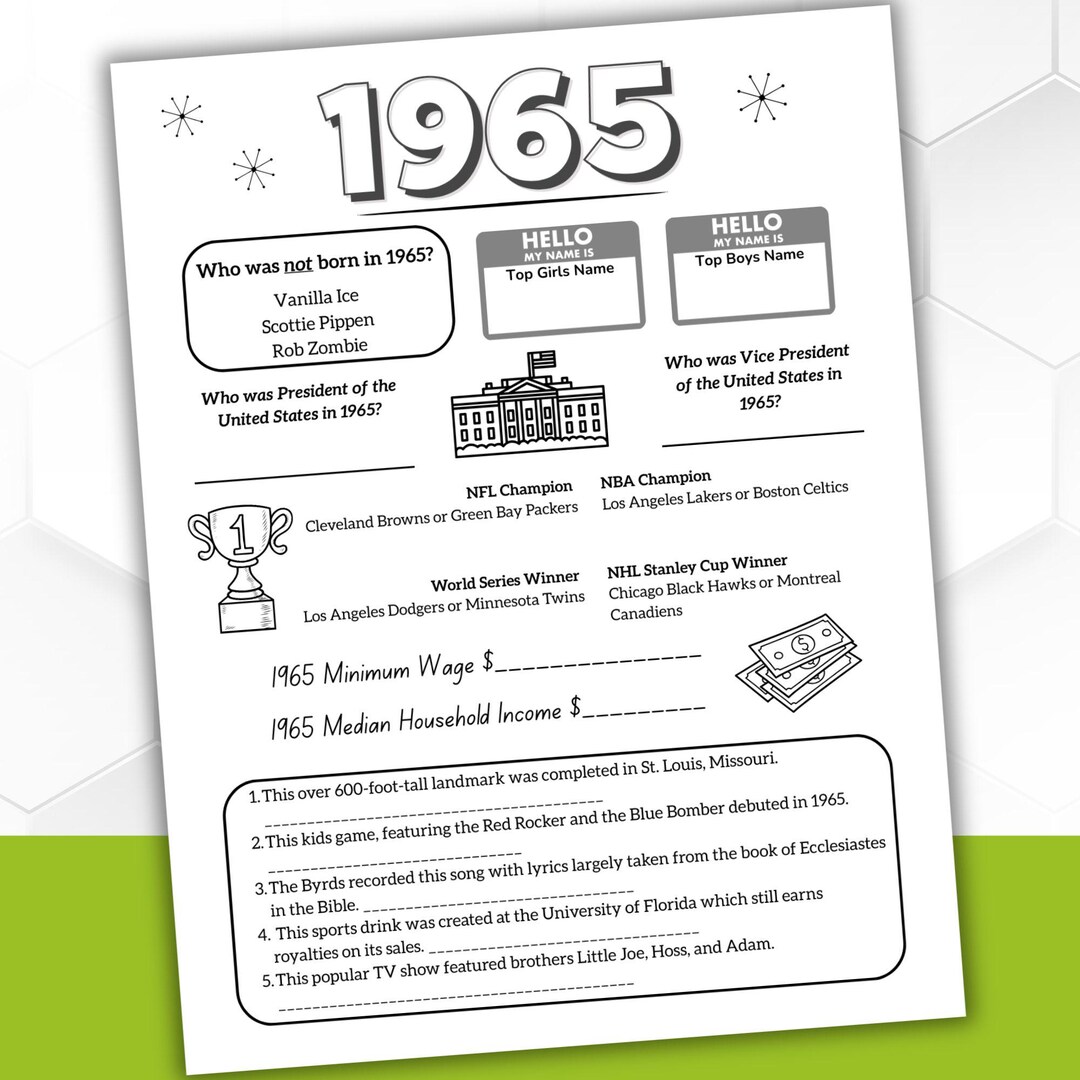 1965 Trivia Game - Etsy