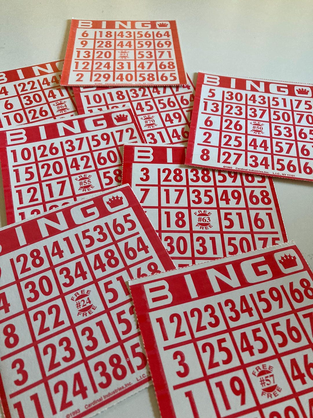 Vintage Red Bingo Cards - Set of 8 - Junk Journal Supplies - Etsy