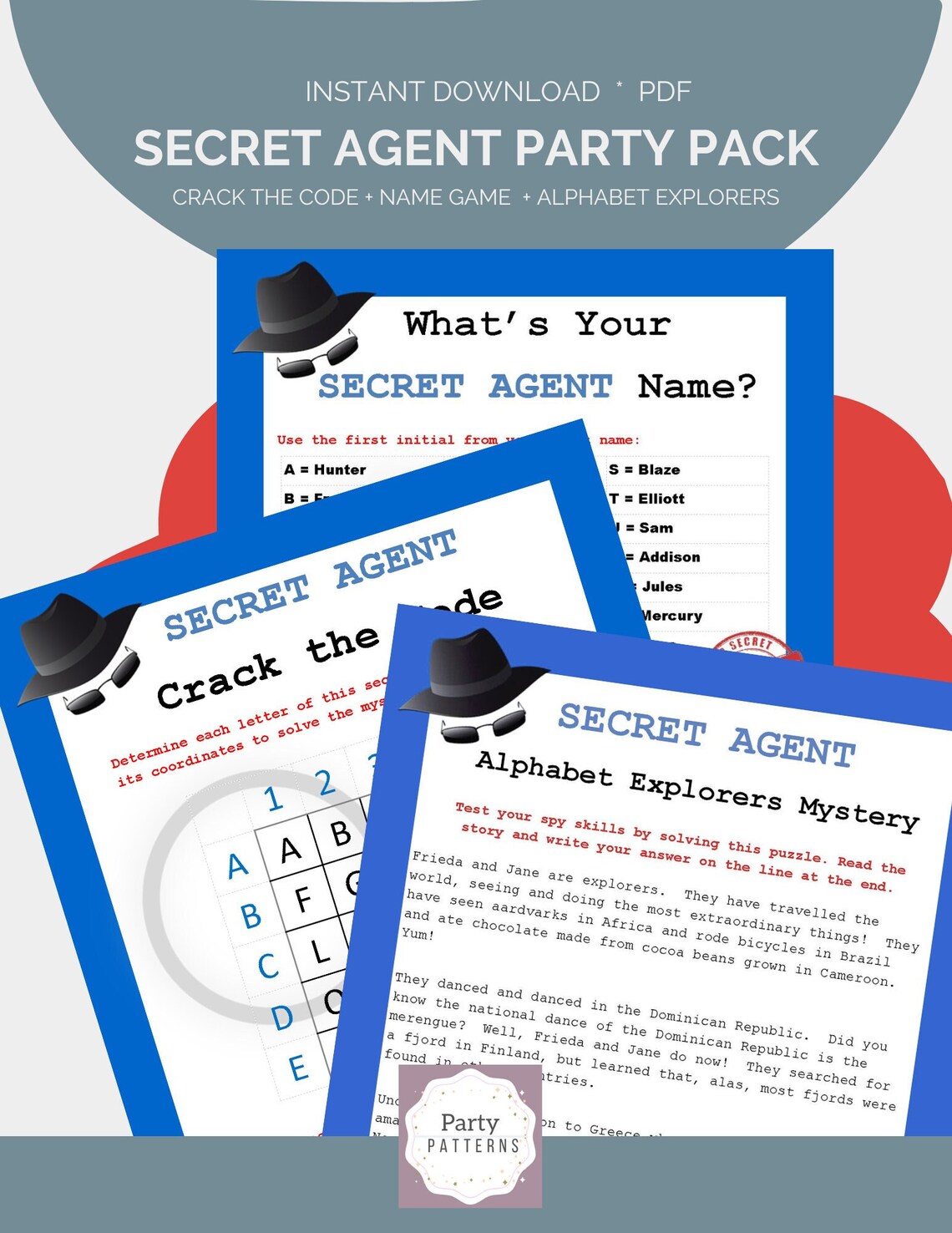 Secret Agent Party 3 Game Party Pack Kids Spy Party - Etsy