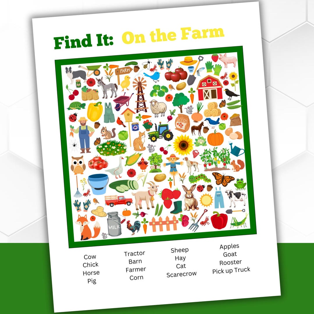 Find It: on the Farm | Game for Kids - Etsy