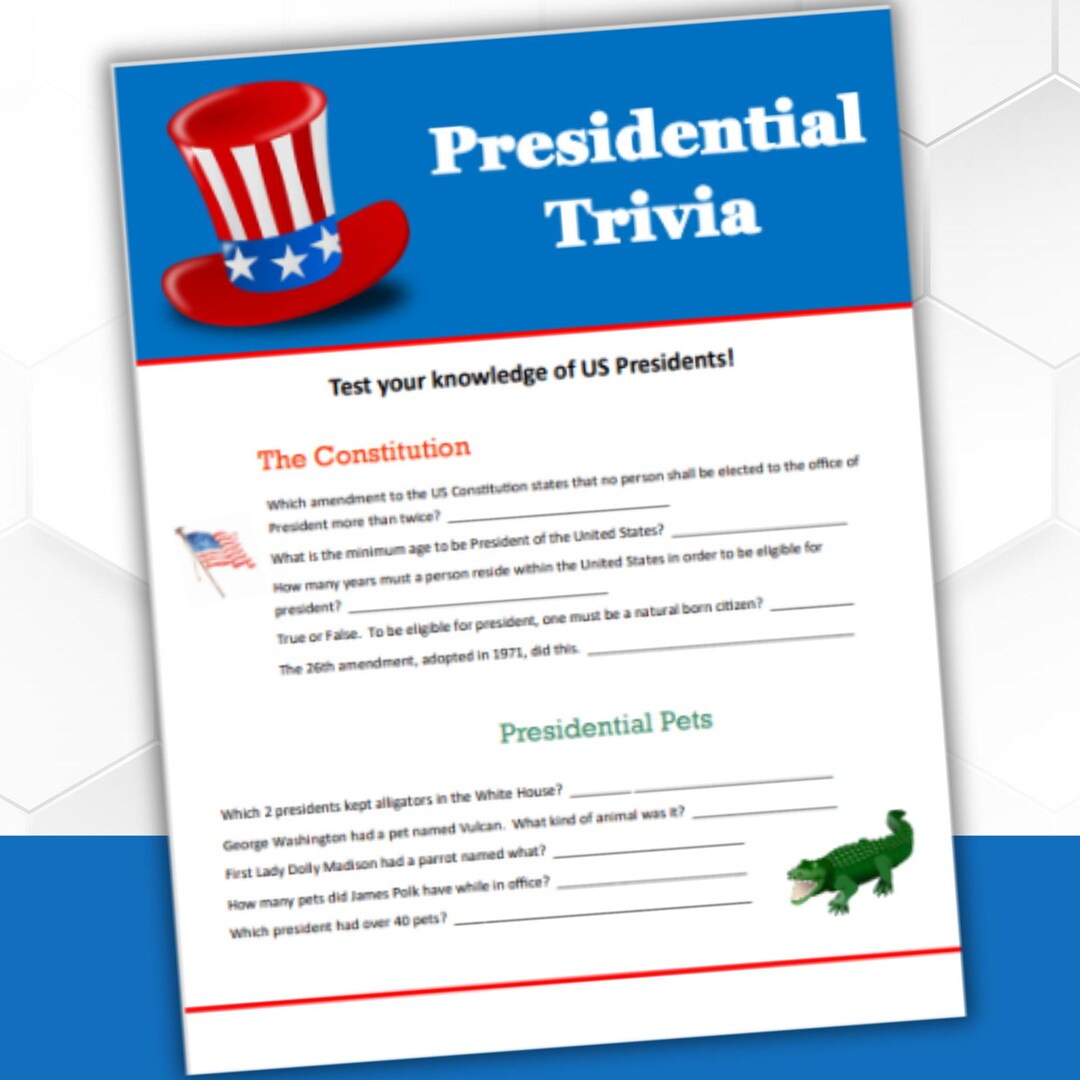 Presidential Trivia Game - Etsy