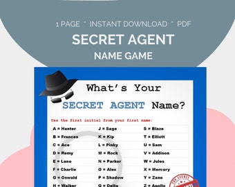 Printable Code Name Chart Spy Birthday Party Game Secret - Etsy