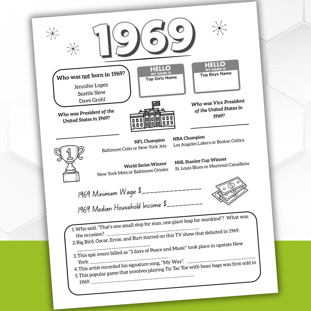 1969 Trivia Game - Etsy