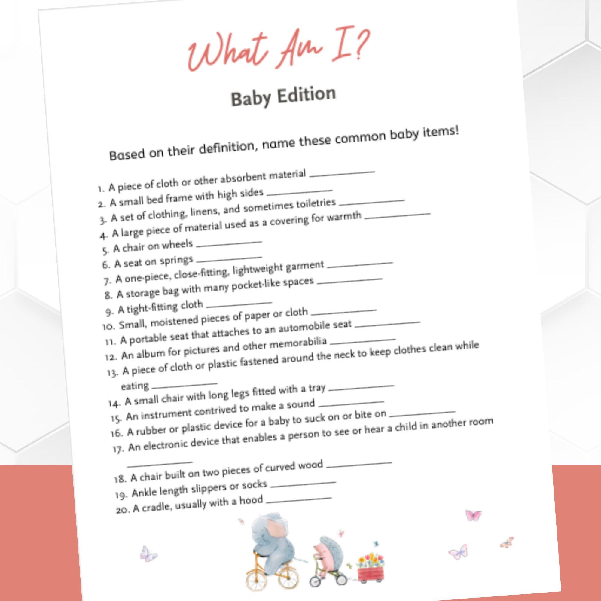 What Am I Baby Edition - Game for Baby Showers - Etsy