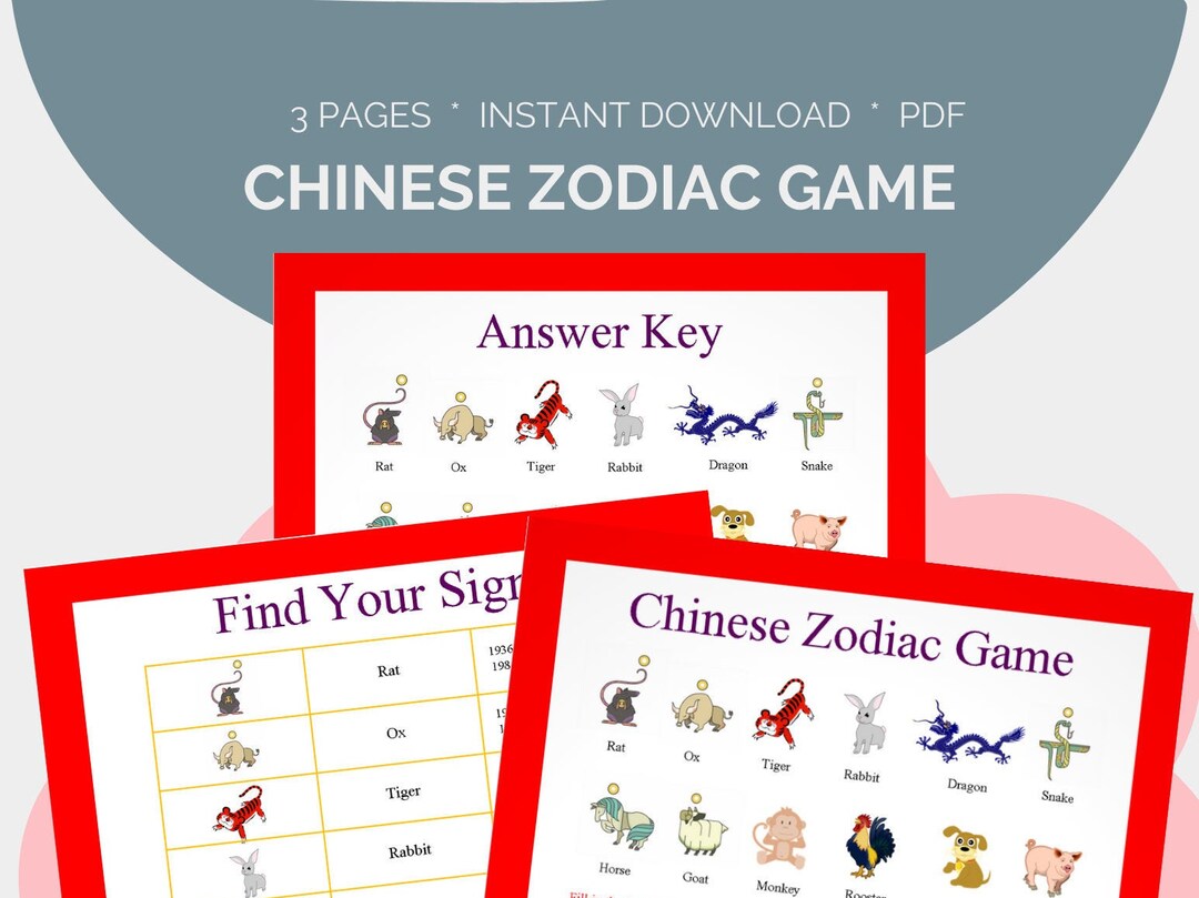 Chinese Zodiac Animals Game - Etsy