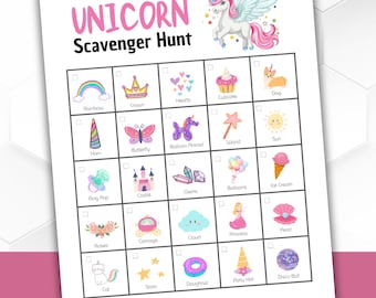 Unicorn Scavenger Hunt, Printable Unicorn Treasure Hunt, Unicorn Games ...