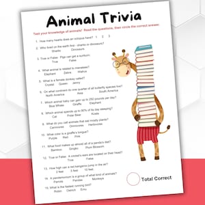 Animal Trivia Game - Etsy