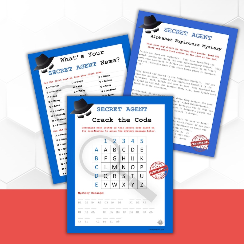 Secret Agent Party 3 Game Party Pack Kids Spy Party - Etsy