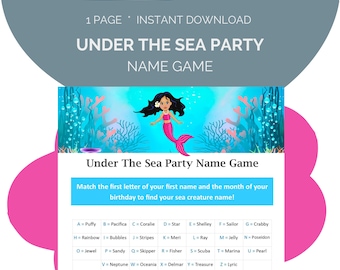 Under the Sea Name Game, Ocean Theme Party Decor, Under the Sea Party ...