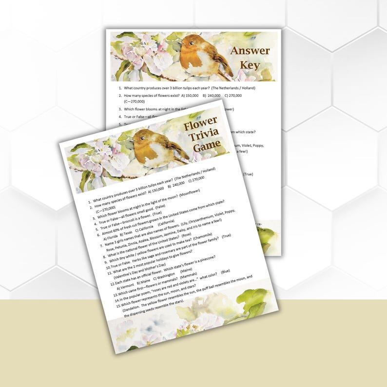 Flower Trivia Game Garden Party Game - Etsy