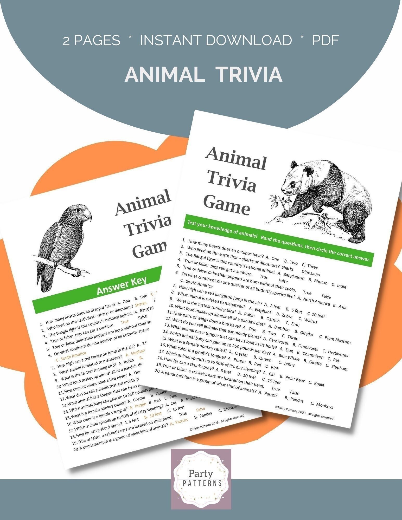 Animal Trivia Game for Kids and Adults - Etsy