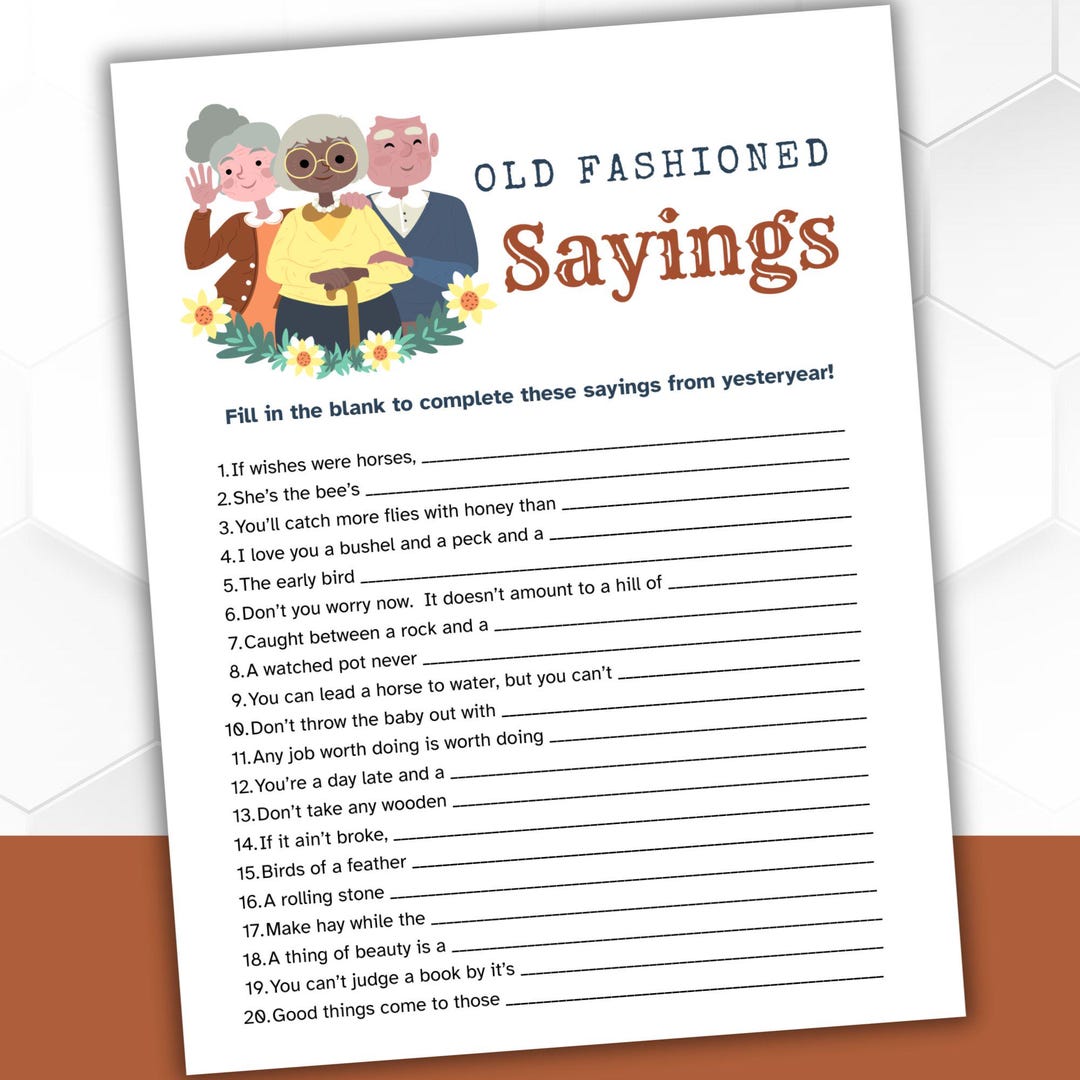 Old Fashioned Sayings Game - Etsy