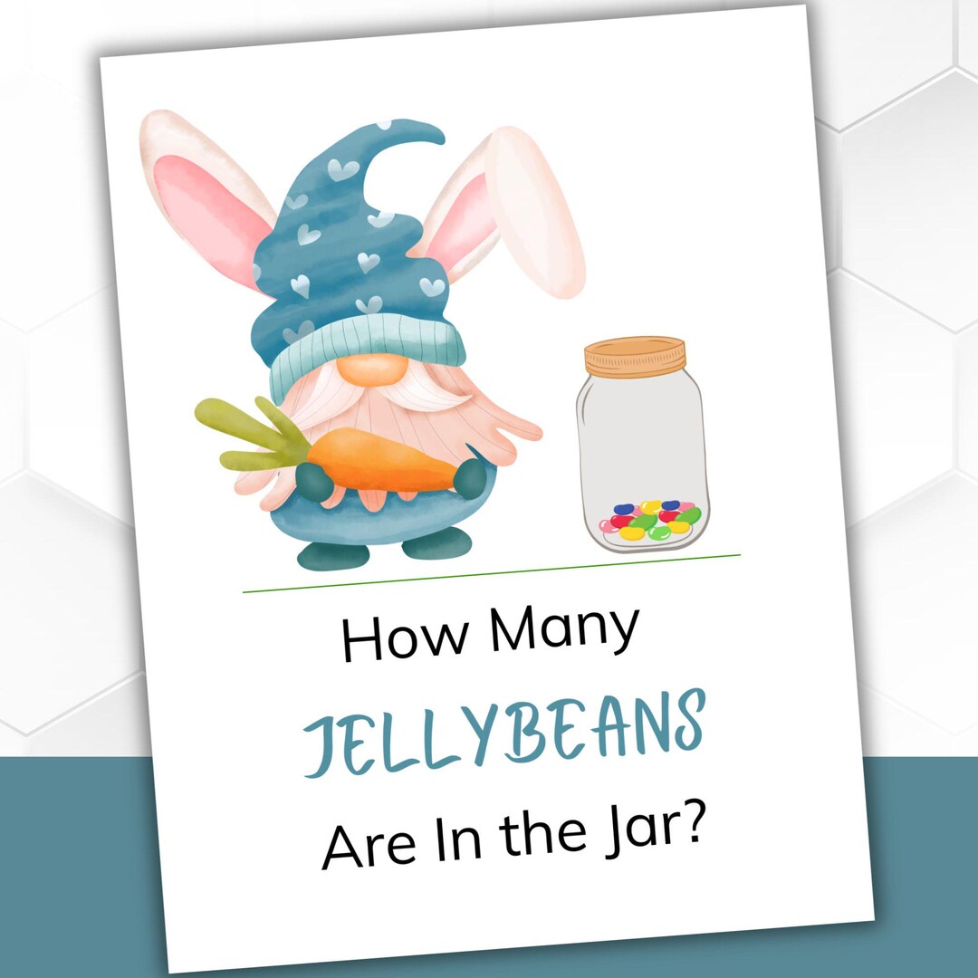 How Many Jellybeans Are in the Jar Sign and Guess Slips | Easter Gnome ...