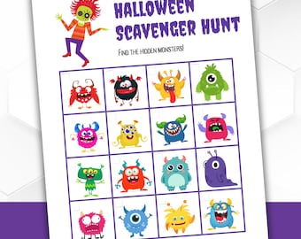 Monster Scavenger Hunt Monster Game Instant Download Halloween Treasure ...