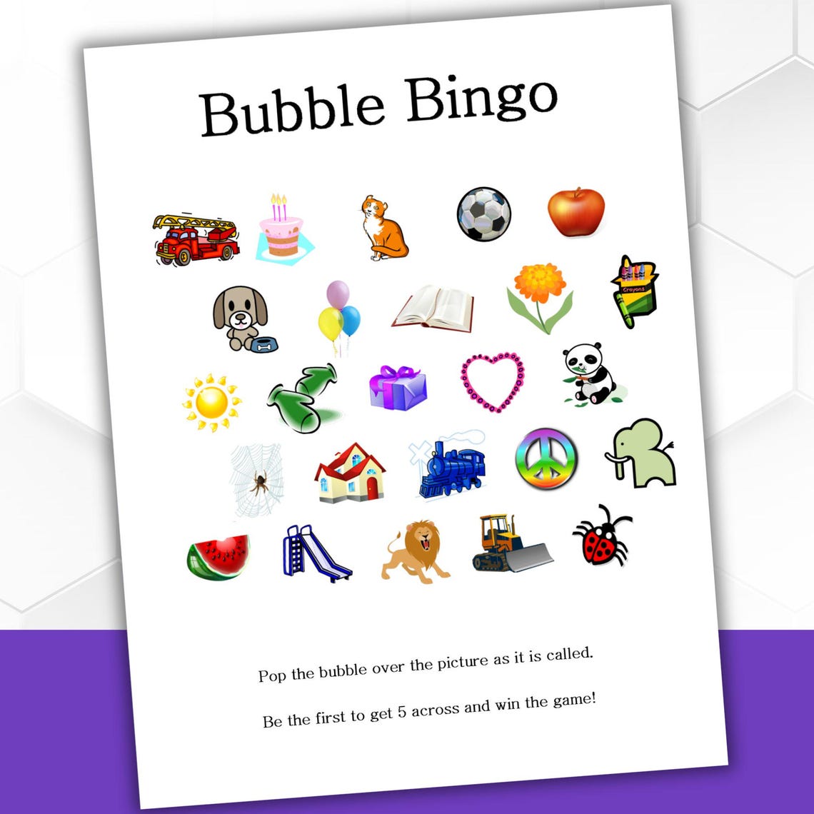Bubble Wrap Bingo Printable Kids Birthday Party Game, Bubble Theme ...