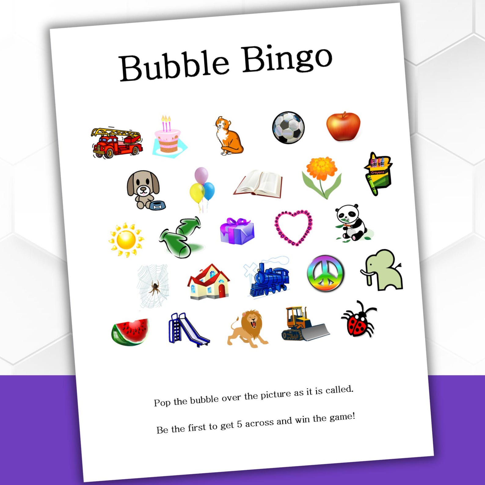 Bubble Wrap Bingo Printable Kids Birthday Party Game, Bubble Theme ...