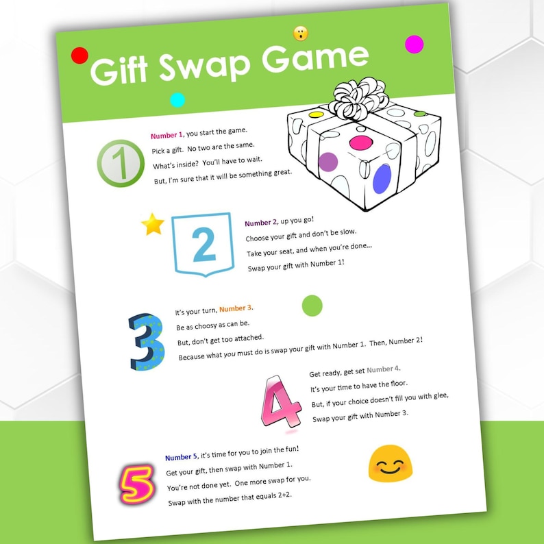 Gift Swap Party Game Birthday Holiday Kids Adult Teen Tween Digital ...