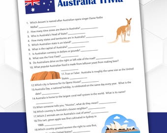 Printable Crazy Weird Australia Day Trivia Game, Pub Trivia, Icebreaker ...